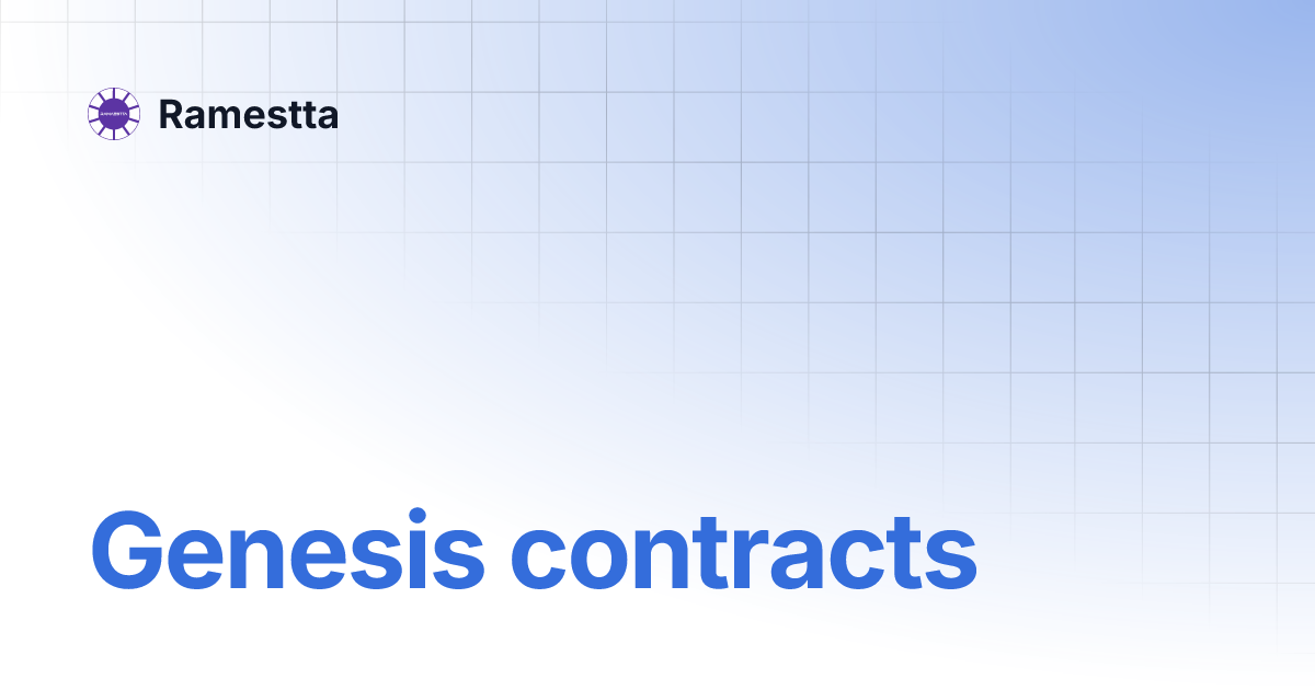 Genesis contracts | Ramestta